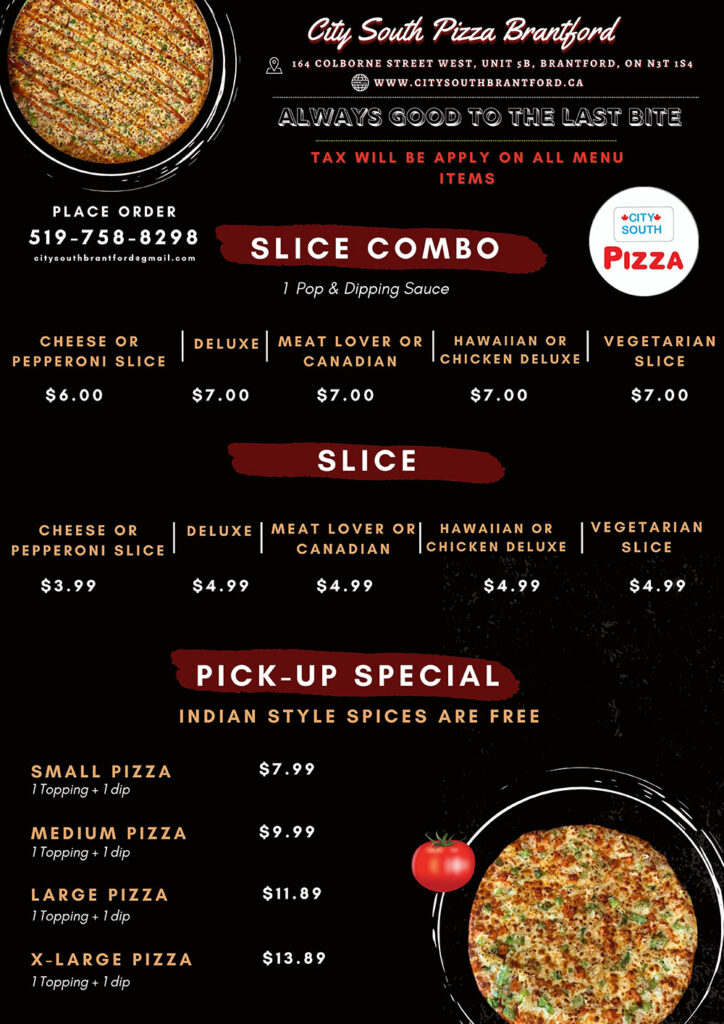 Pizza Menu – City South Brantford Pizza